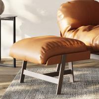 China Modern Leisure Relax Leather Chair With Ottoman Stainless Steel Base for sale