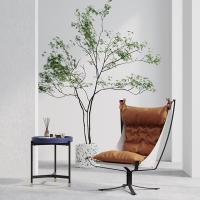 China Leisure Ergonomic Brown Leather Lounge Chair Modern Leisure Chair for sale