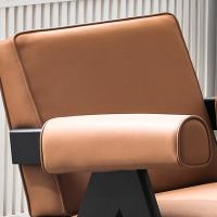 China Living Room Designer Single Leather Armchair Brown With Sponge Filling for sale