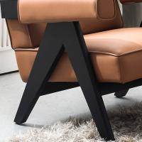 China Living Room Designer Single Leather Armchair Brown With Sponge Filling for sale