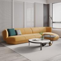 China Technology Leather L Shaped Living Room Sofa Birch Legs Yellow for sale