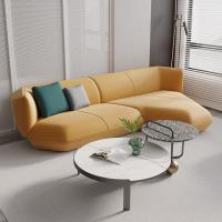 China Technology Leather L Shaped Living Room Sofa Birch Legs Yellow for sale