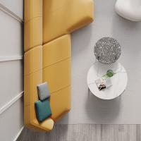 China Technology Leather L Shaped Living Room Sofa Birch Legs Yellow for sale