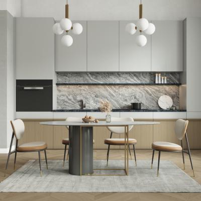 China 12mm Thick Modern Marble Dining Table Ellipse Shaped Smooth edges for sale