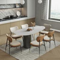 China 12mm Thick Modern Marble Dining Table Ellipse Shaped Smooth edges for sale