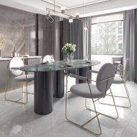 China Minimalist Modern Rock Board Dining Table Meticulous Marble Top Dining Table for sale