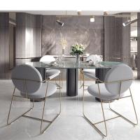 China Minimalist Modern Rock Board Dining Table Meticulous Marble Top Dining Table for sale