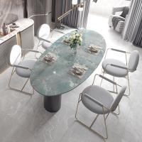 China Minimalist Modern Rock Board Dining Table Meticulous Marble Top Dining Table for sale