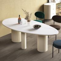 China 2500kg Bearing Contemporary Marble Dining Table Oval Rock Top Table for sale