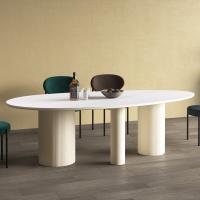 China 2500kg Bearing Contemporary Marble Dining Table Oval Rock Top Table for sale