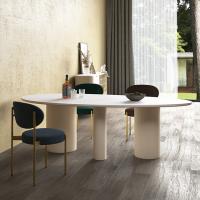 China 2500kg Bearing Contemporary Marble Dining Table Oval Rock Top Table for sale