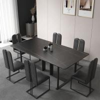 China Multifunctional Rock Beam Slate Top Dining Table 220*90cm With Stainless Steel Legs for sale