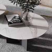 China 55cm Round Rock Coffee Table Carbon Steel Based Rock Slab Coffee Table for sale
