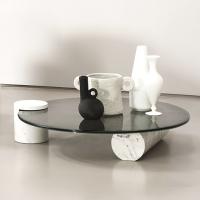 China Modern Tempered Glass Top Coffee Table Nordic Minimalist Style 110cm for sale