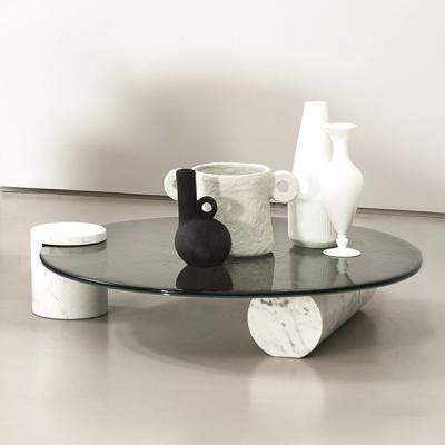 China Modern Tempered Glass Top Coffee Table Nordic Minimalist Style 110cm for sale