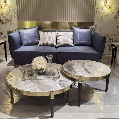 China Low Height Round Rock Coffee Table Combination Modern Minimalist Style for sale