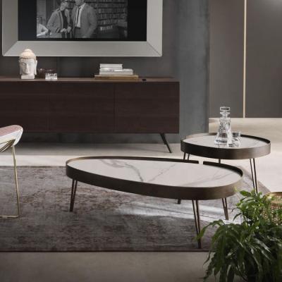 China 110cm Long Marble Coffee Table Set for sale