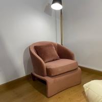 China Fabric Leisure Chair Retro Wine Red Backrest Leisure Sofa Chair for sale