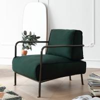 China Metal Frame Fabric Leisure Chair Green Upholstered Fabric Chair for sale
