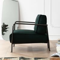 China Metal Frame Fabric Leisure Chair Green Upholstered Fabric Chair for sale