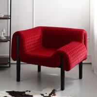 China 102cm Fabric Leisure Chair Modern Minimalist With Red Solid Wood Leg for sale