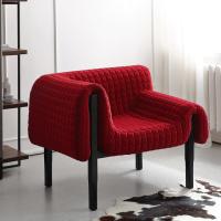 China 102cm Fabric Leisure Chair Modern Minimalist With Red Solid Wood Leg for sale