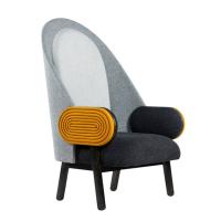China Contemporary Ergonomic Fabric Leisure Chair Twisted Vintage With Solid Wood Legs for sale
