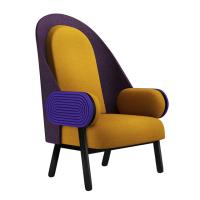 China Contemporary Ergonomic Fabric Leisure Chair Twisted Vintage With Solid Wood Legs for sale