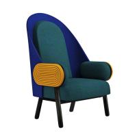 China Contemporary Ergonomic Fabric Leisure Chair Twisted Vintage With Solid Wood Legs for sale