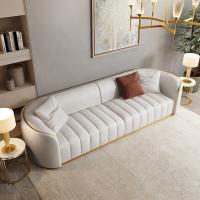 China Metal Edge Leather Living Room Sofas 218*90cm White Leather for sale