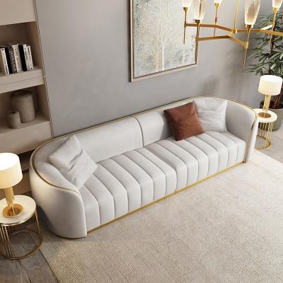 China Metal Edge Leather Living Room Sofas 218*90cm White Leather for sale