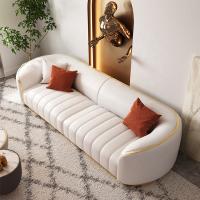 China Metal Edge Leather Living Room Sofas 218*90cm White Leather for sale