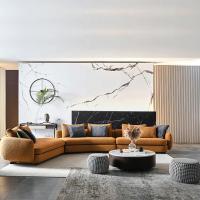 China Flannelette Arc Sofa Three Seater Set Atmospheric For Living Room for sale