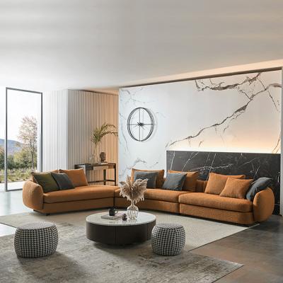 China Flannelette Arc Sofa Three Seater Set Atmospheric For Living Room for sale