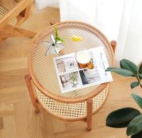 China Ergonomics Rattan Glass Table 80*80*45cm Tempered Glass Top Coffee Table for sale