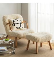 China White Sheep Wool Chair 87*67cm Leisure With 45cm Chair Pedal Combination for sale