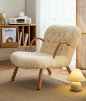 China White Sheep Wool Chair 87*67cm Leisure With 45cm Chair Pedal Combination for sale