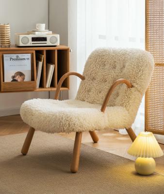 China White Sheep Wool Chair 87*67cm Leisure With 45cm Chair Pedal Combination for sale