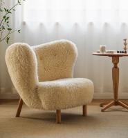 China Plush Fabric Cashmere White Wool Chair Minimalist Modern Ins Style for sale