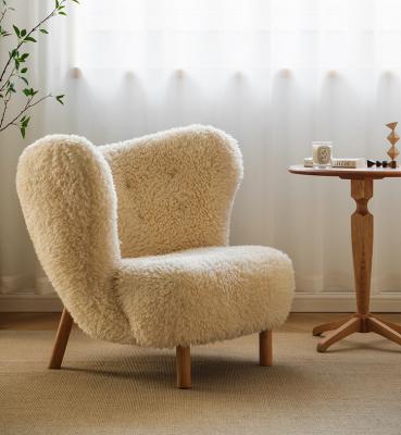 China Plush Fabric Cashmere White Wool Chair Minimalist Modern Ins Style for sale