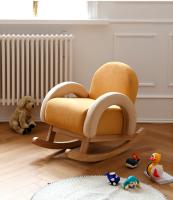 China Nordic color Household Small Fabric Rocking Chair Hollow Arc Handrail for sale