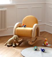 China Nordic color Household Small Fabric Rocking Chair Hollow Arc Handrail for sale