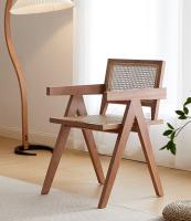China Nordic Rattan Dining Chair Cherry Wood Rattan Lazy Chair for sale