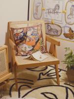 China Nordic Rattan Dining Chair Cherry Wood Rattan Lazy Chair for sale