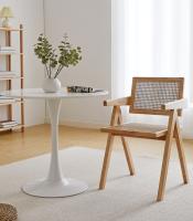 China Nordic Rattan Dining Chair Cherry Wood Rattan Lazy Chair for sale