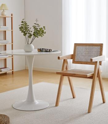China Nordic Rattan Dining Chair Cherry Wood Rattan Lazy Chair for sale
