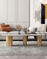 China 130cm Rock Coffee Table 7 Mohs Hardness Rock Plate Oval Coffee Table Impermeable for sale