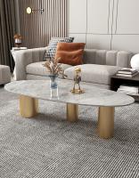 China 130cm Rock Coffee Table 7 Mohs Hardness Rock Plate Oval Coffee Table Impermeable for sale