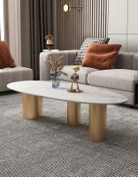 China 130cm Rock Coffee Table 7 Mohs Hardness Rock Plate Oval Coffee Table Impermeable for sale
