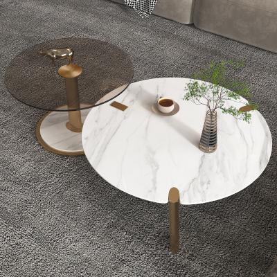 China Modern Minimalism Glass Round Rock Coffee Table Combination OEM for sale
